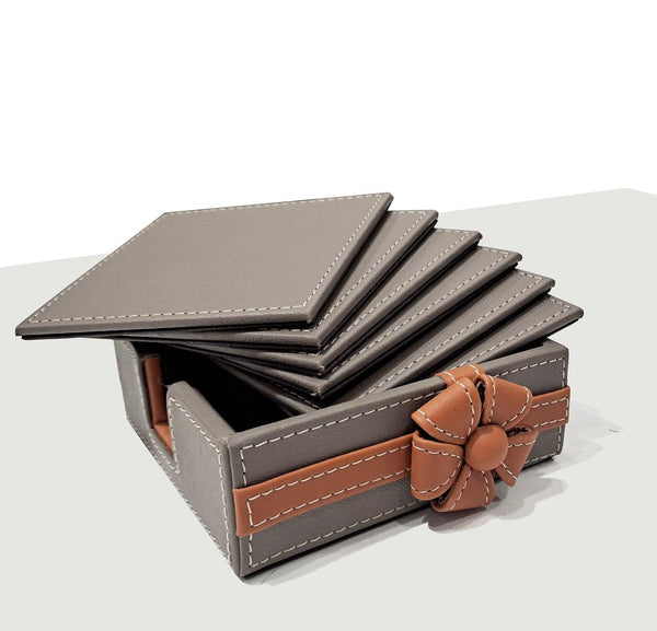 enera Leather Coaster Set of 6 | For Multipurpose Use – enera